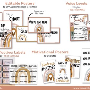 BOHO RAINBOW Classroom Decor Bundle Editable Neutral Rainbow Classroom ...