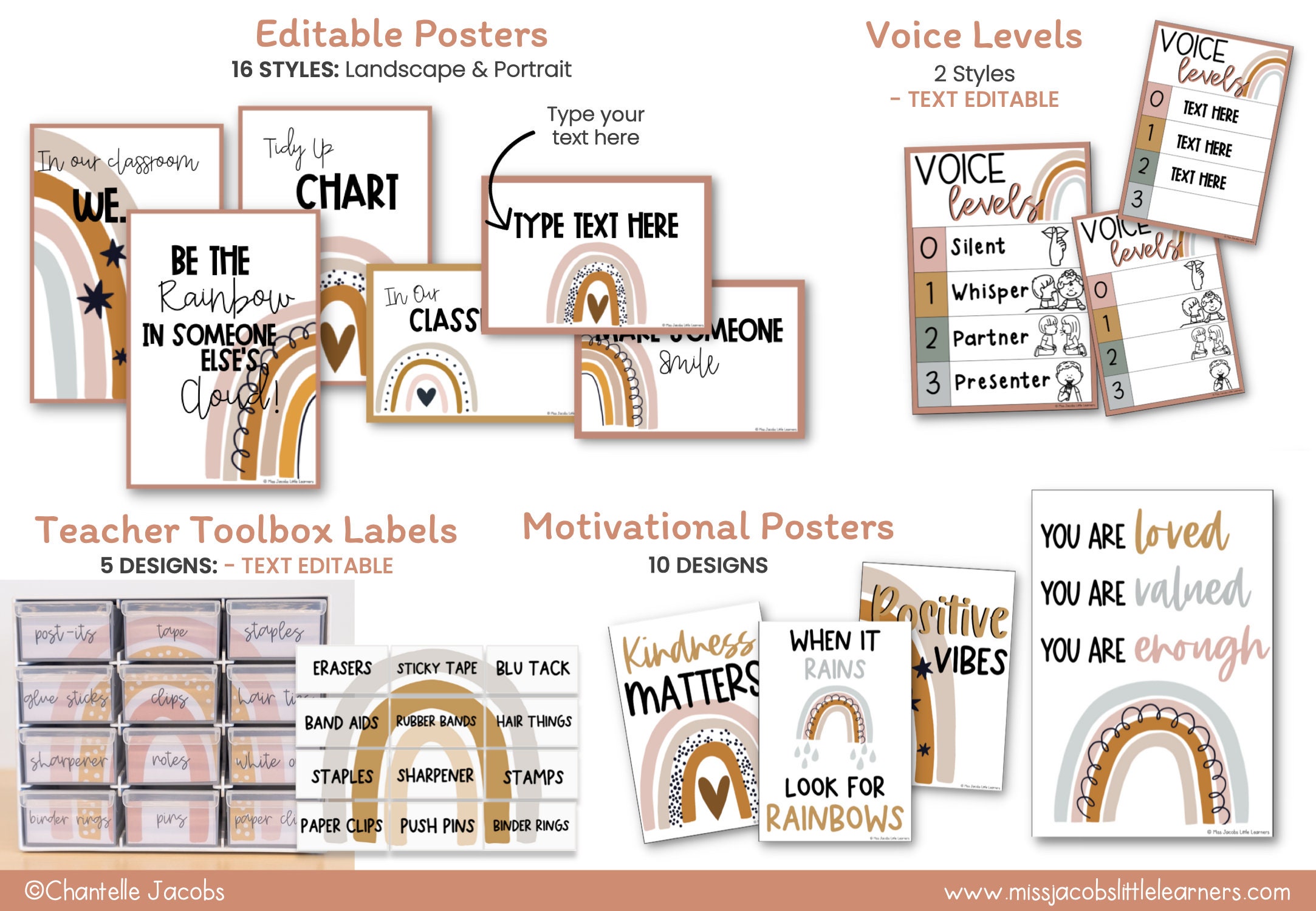 BOHO RAINBOW Classroom Decor Bundle Editable Neutral - Etsy Australia