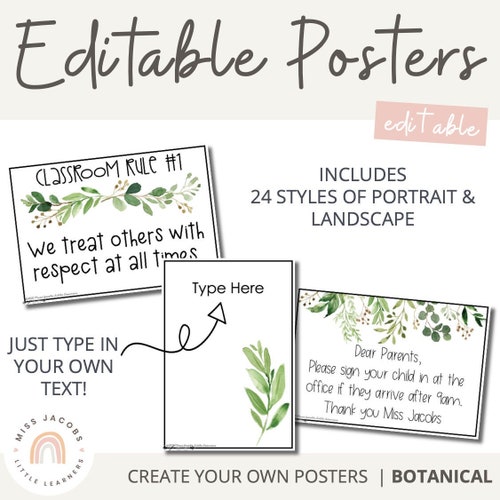 BOTANICAL Classroom Door Display Editable Modern Farmhouse - Etsy Australia