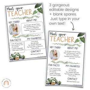 Meet the Teacher Templates | Editable Modern Boho Plants Decor - Etsy