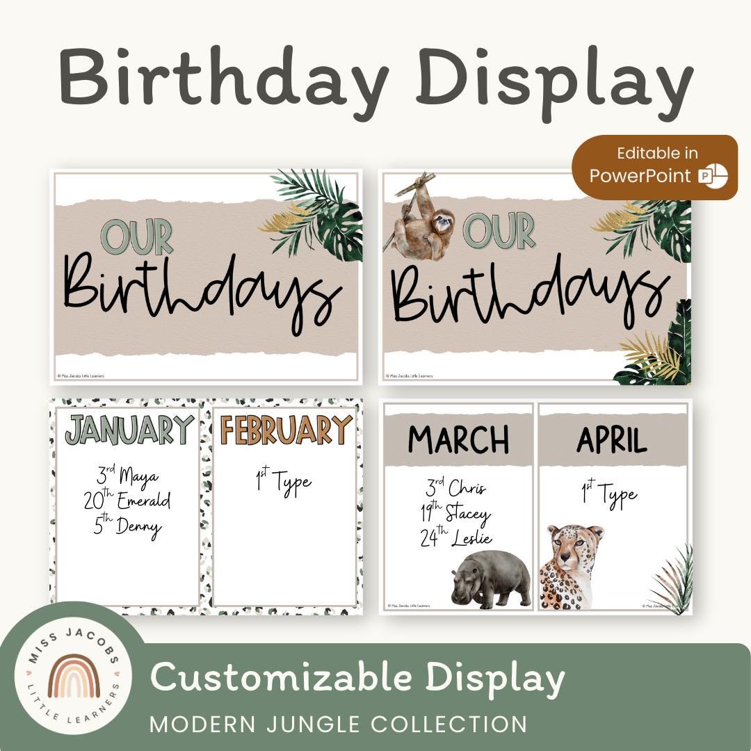 Birthday Display | MODERN JUNGLE | Rustic Classroom Decor - Etsy