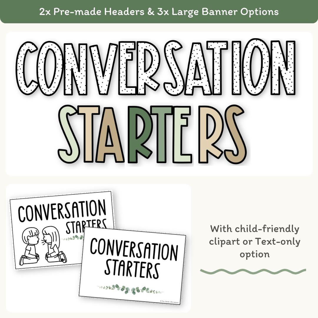 48 Conversation Starters, Accountable Talk Stems for Social Skills ...