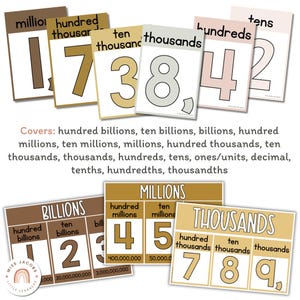 Place Value Posters Bulletin Board Display | Daisy Gingham Neutral Math ...