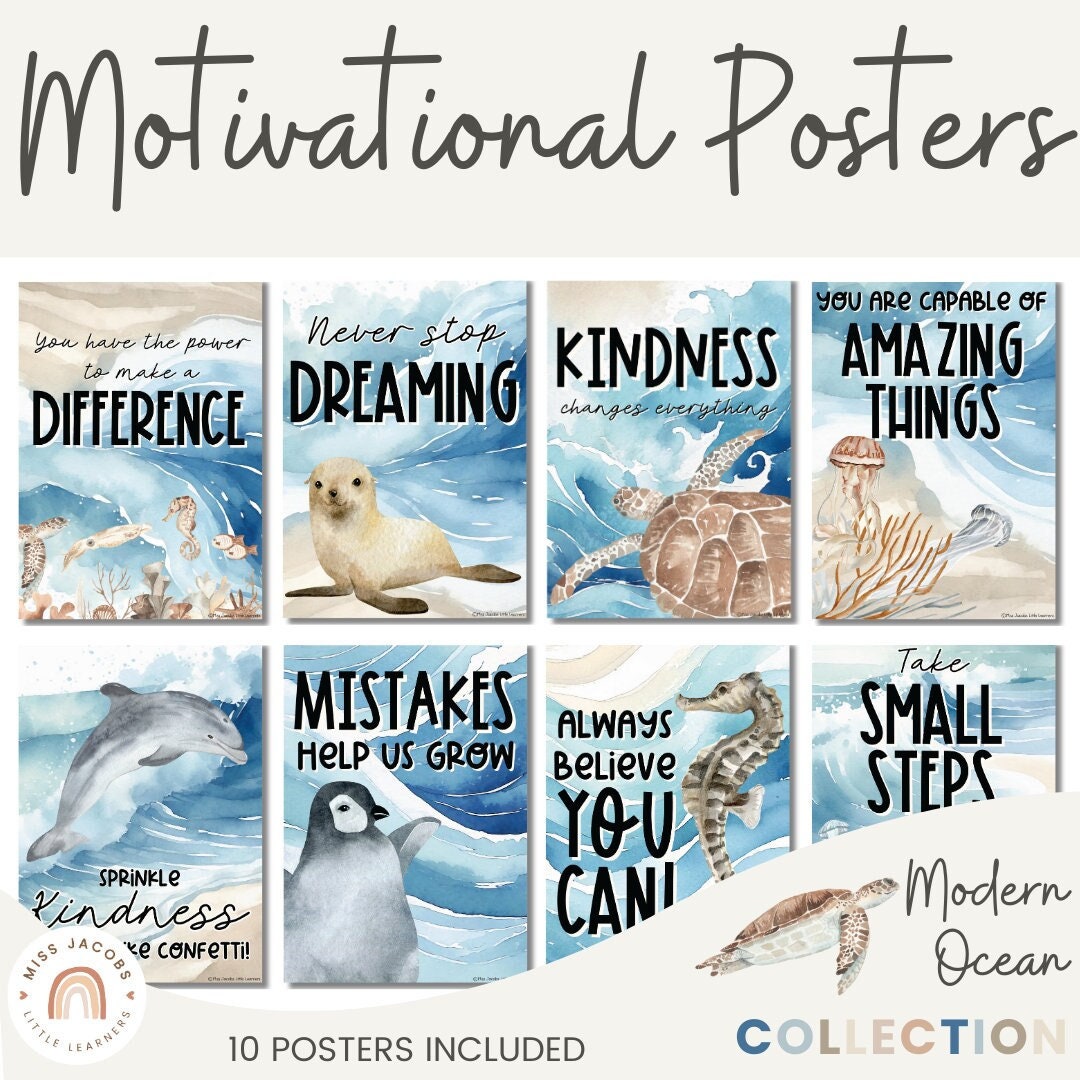 Motivational Classroom Posters | Growth Mindset Bulletin Board | Modern ...