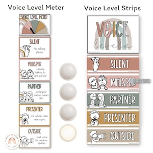 Boho Rainbow Voice Noise Level Display | EDITABLE Classroom Teacher ...