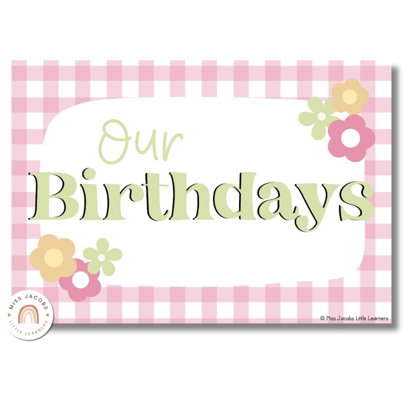 Birthday Display | Daisy Gingham Pastels Classroom Decor | Editable - Etsy