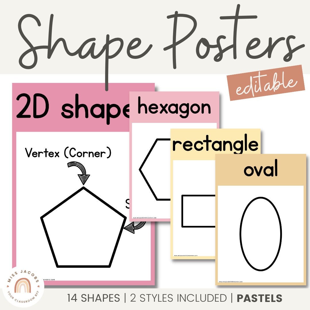 2D Shape Posters Groovy PASTELS Calming Pastel Classroom Decor to Match ...