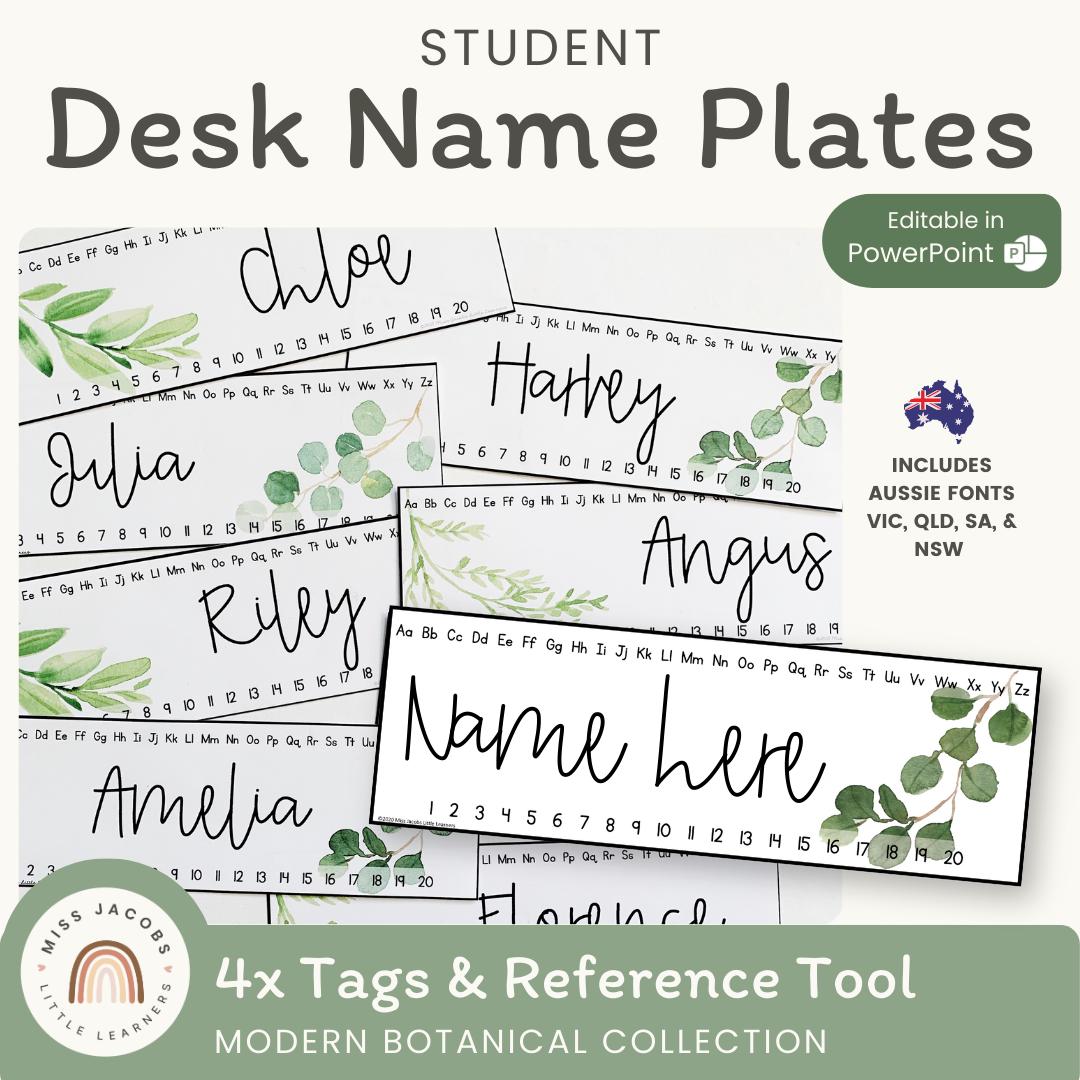 BOTANICAL Classroom Labels and Student Desk Plates | Editable | Modern ...