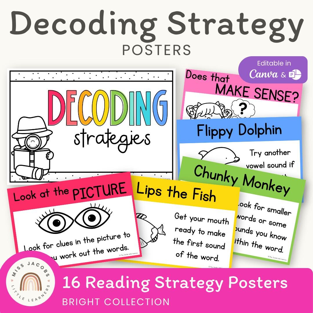 Decoding Reading Strategy Posters | RAINBOW BRIGHTS - Etsy