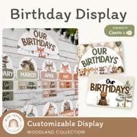EDITABLE Woodland Classroom Birthday Display, Primary School Cute ...