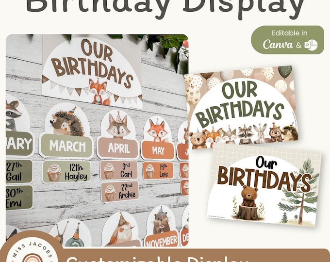 Woodland Birthday Display Printable, Editable Nature Theme Classroom ...