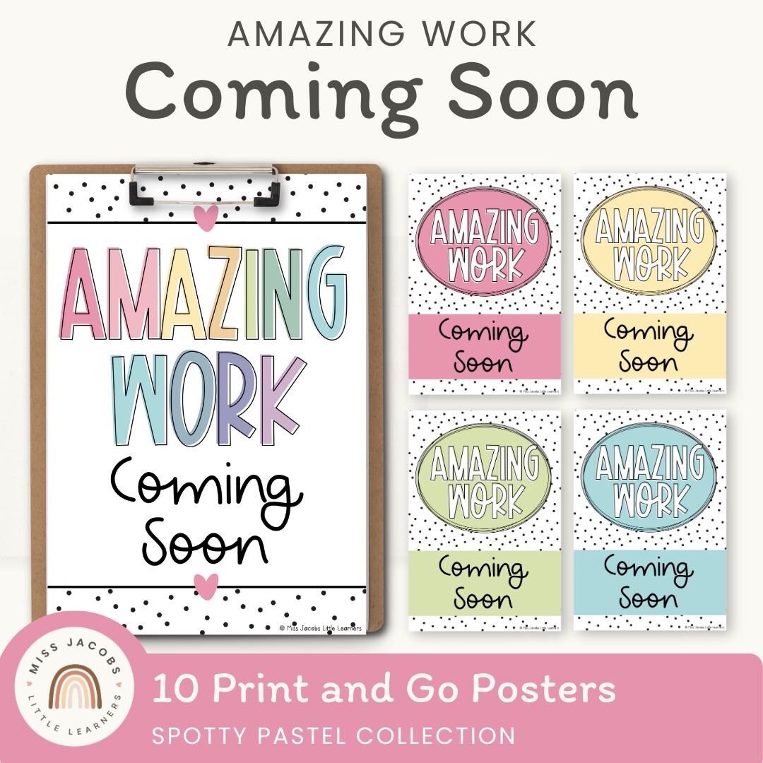 Amazing Work Coming Soon Poster | SPOTTY PASTELS - Etsy