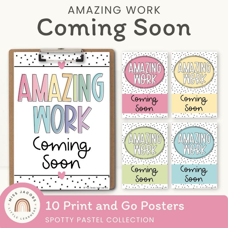 Amazing Work Coming Soon Poster | SPOTTY PASTELS - Etsy