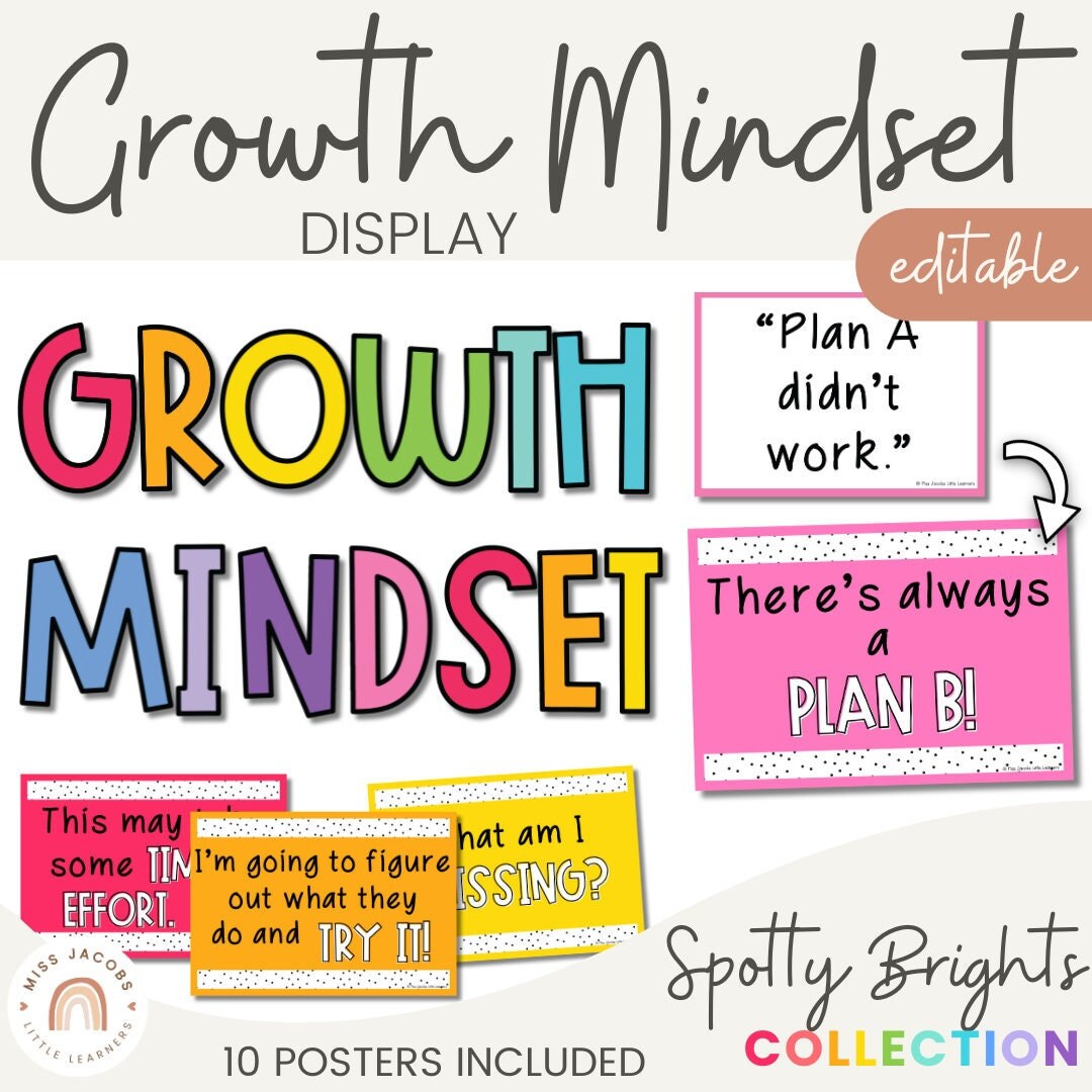 SPOTTY BRIGHTS Growth Mindset Posters | Rainbow Classroom Decor ...