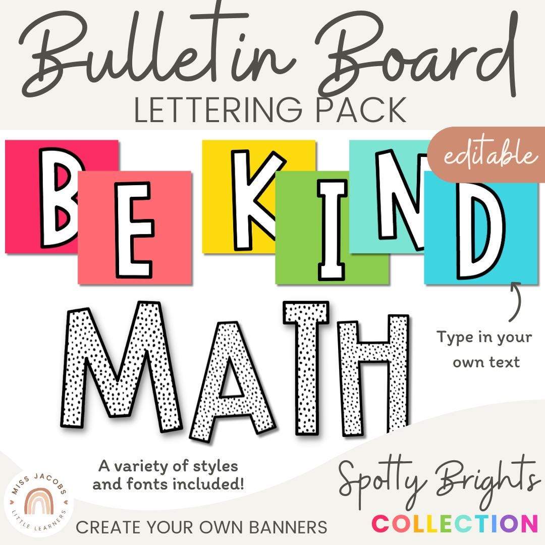 Bulletin Board Lettering Pack | SPOTTY BRIGHTS Classroom Decor - Etsy