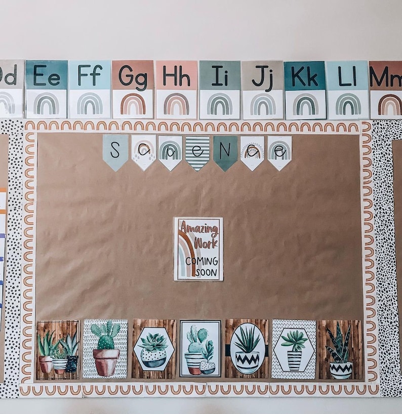BOHO RAINBOW Alphabet Posters | Editable | Neutral Rainbow Classroom ...