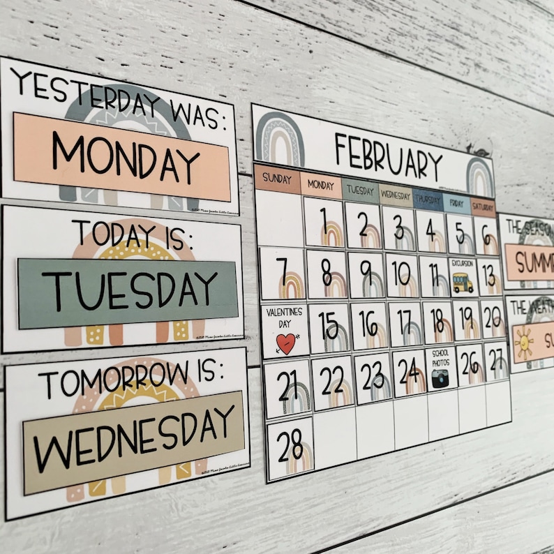BOHO RAINBOW Classroom Calendar & Weather Display Editable - Etsy