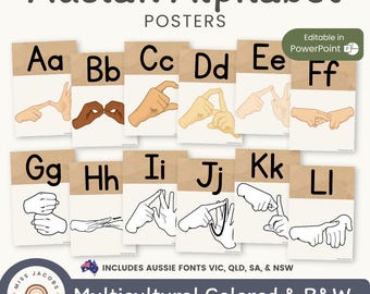 Modern Rustic Auslan Alphabet Posters - Etsy