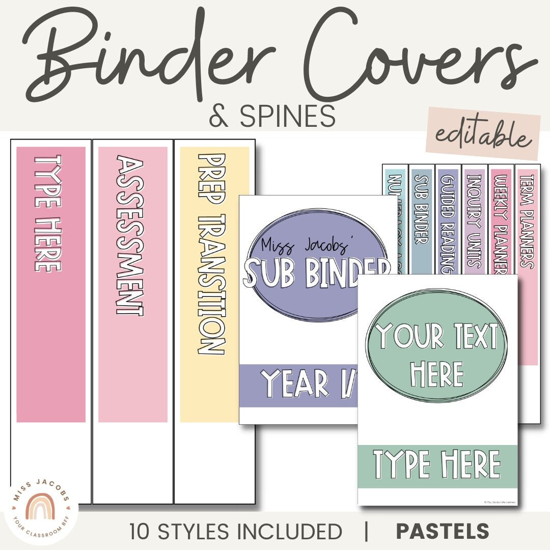 Binder Covers and Spines PASTELS Editable - Etsy