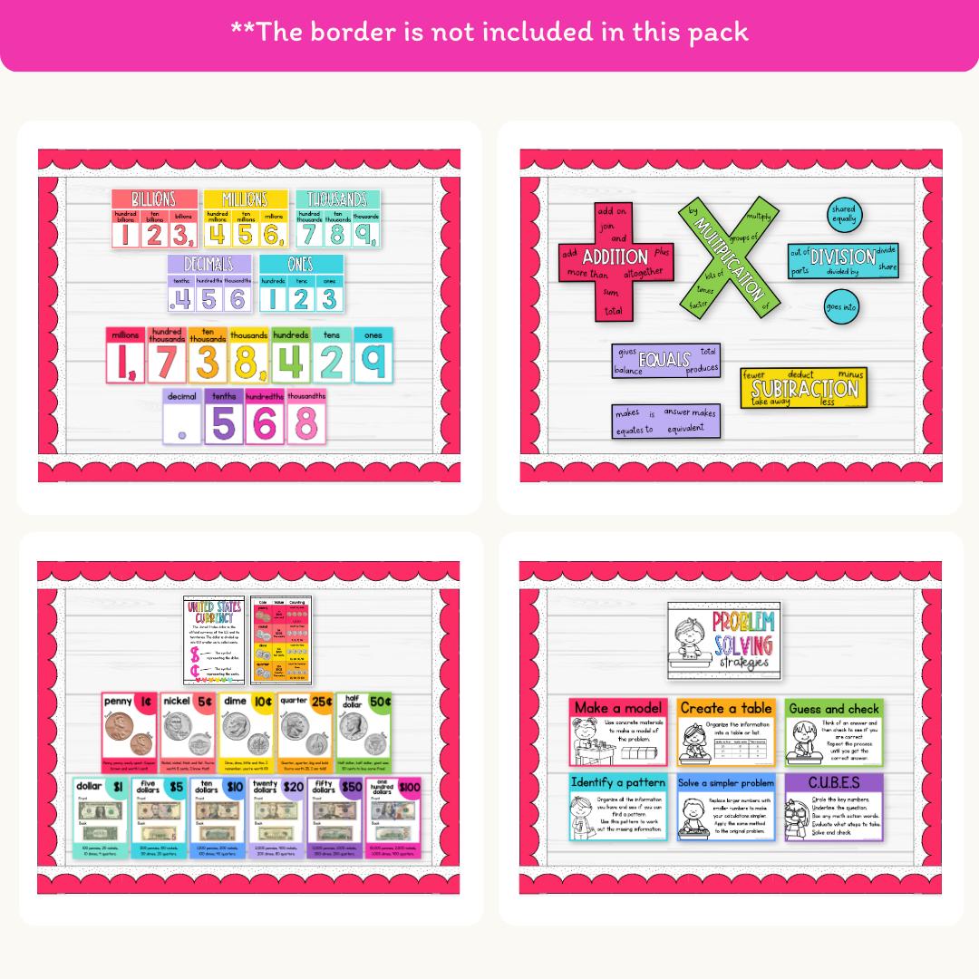 Math Posters Bundle | RAINBOW BRIGHTS | Rainbow Classroom Decor - Etsy
