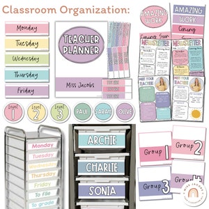 PASTELS Classroom Decor Bundle | Muted Rainbow Decor | Editable - Etsy
