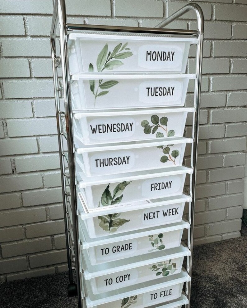 BOTANICAL Teacher Rolling Cart Labels Trolley Labels - Etsy Canada