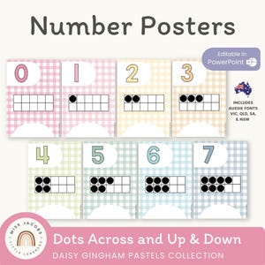 Number Posters With Ten Frames | Daisy Gingham Pastels | Editable Decor ...