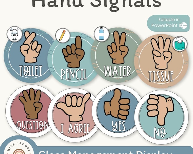 Hand Signals | Cute Sea Life Classroom Decor | Editable - Etsy