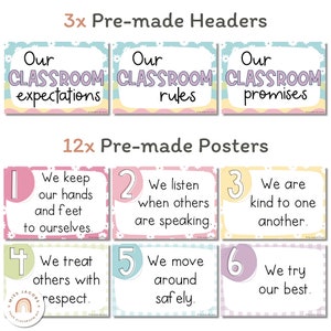 Classroom Rules Posters for Classroom Management Daisy Gingham Pastel ...