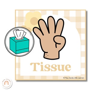 Hand Signals | Daisy Gingham Pastels Classroom Decor | Editable - Etsy