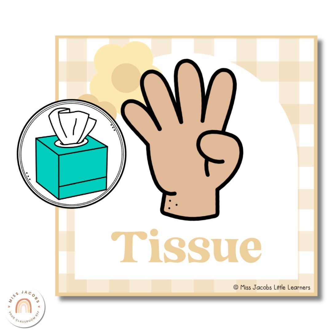 Hand Signals | Daisy Gingham Pastels Classroom Decor | Editable - Etsy