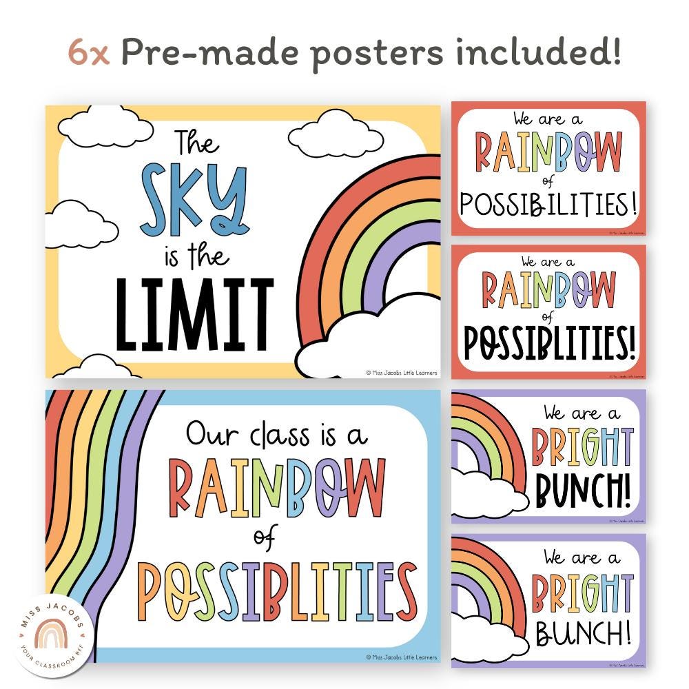 Retro Rainbow Door Display, Printable Vintage Welcome Door Sign + Name ...