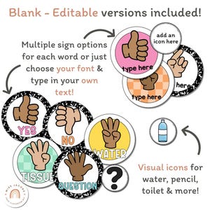 Cutesy Hand Signals Posters, Printable and Editable Classroom Decor ...