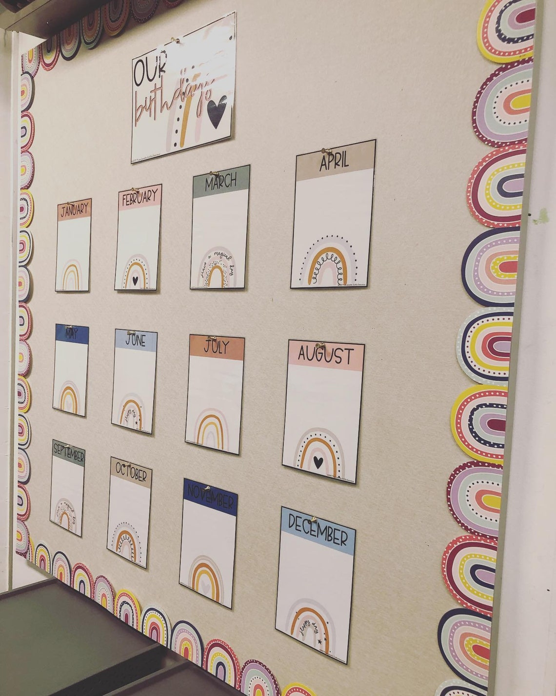 BOHO RAINBOW Birthday Chart Editable Neutral Rainbow - Etsy UK