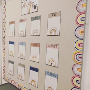 BOHO RAINBOW Birthday Chart | Editable | Neutral Rainbow Classroom ...