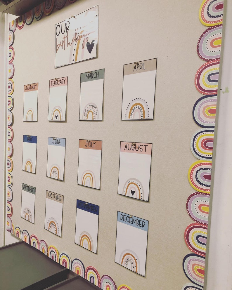 BOHO RAINBOW Birthday Chart Editable Neutral Rainbow - Etsy