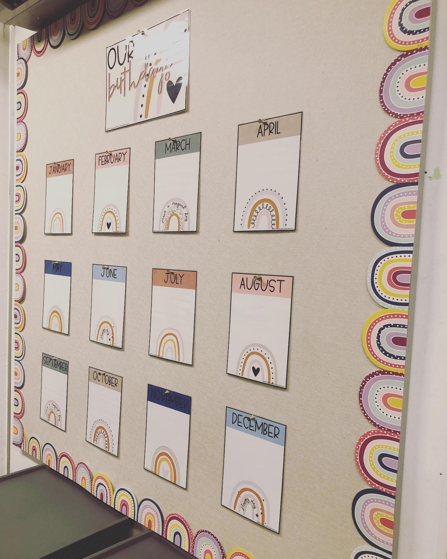 BOHO RAINBOW Birthday Chart Editable Neutral Rainbow - Etsy
