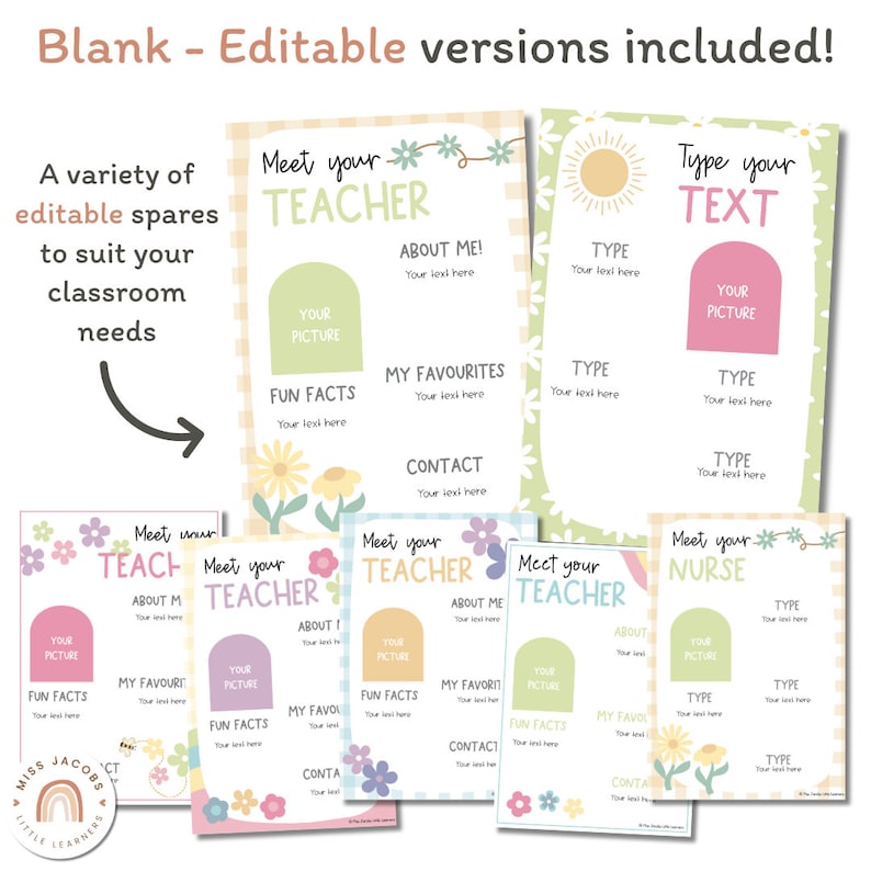 Meet the Teacher Templates | Daisy Gingham Pastels Classroom Decor ...