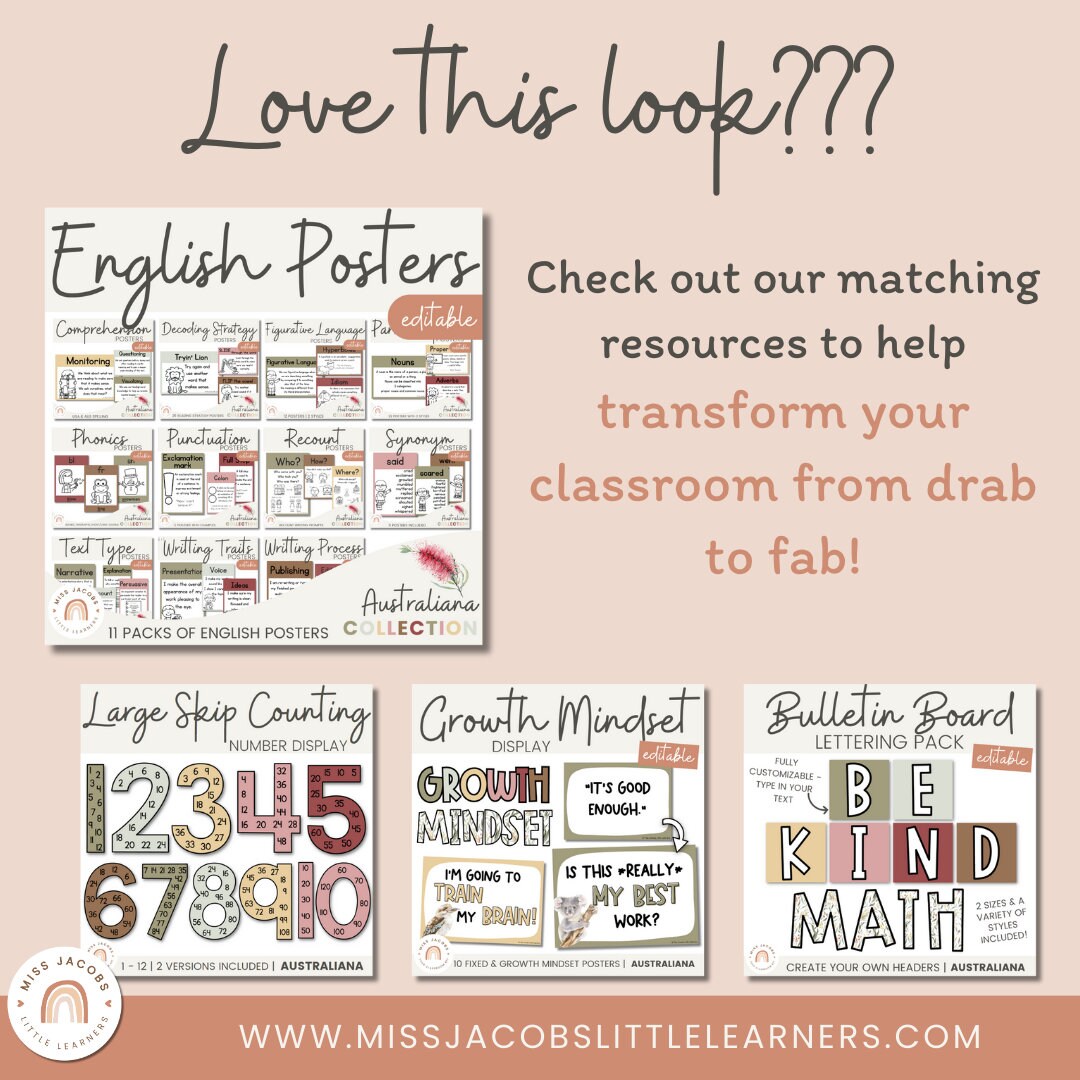 AUSTRALIANA Classroom Decor Bundle | Australian Animals and Native ...