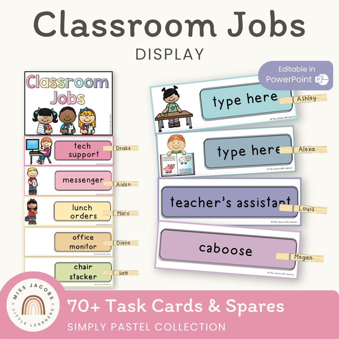 Classroom Jobs | PASTELS | Editable - Etsy