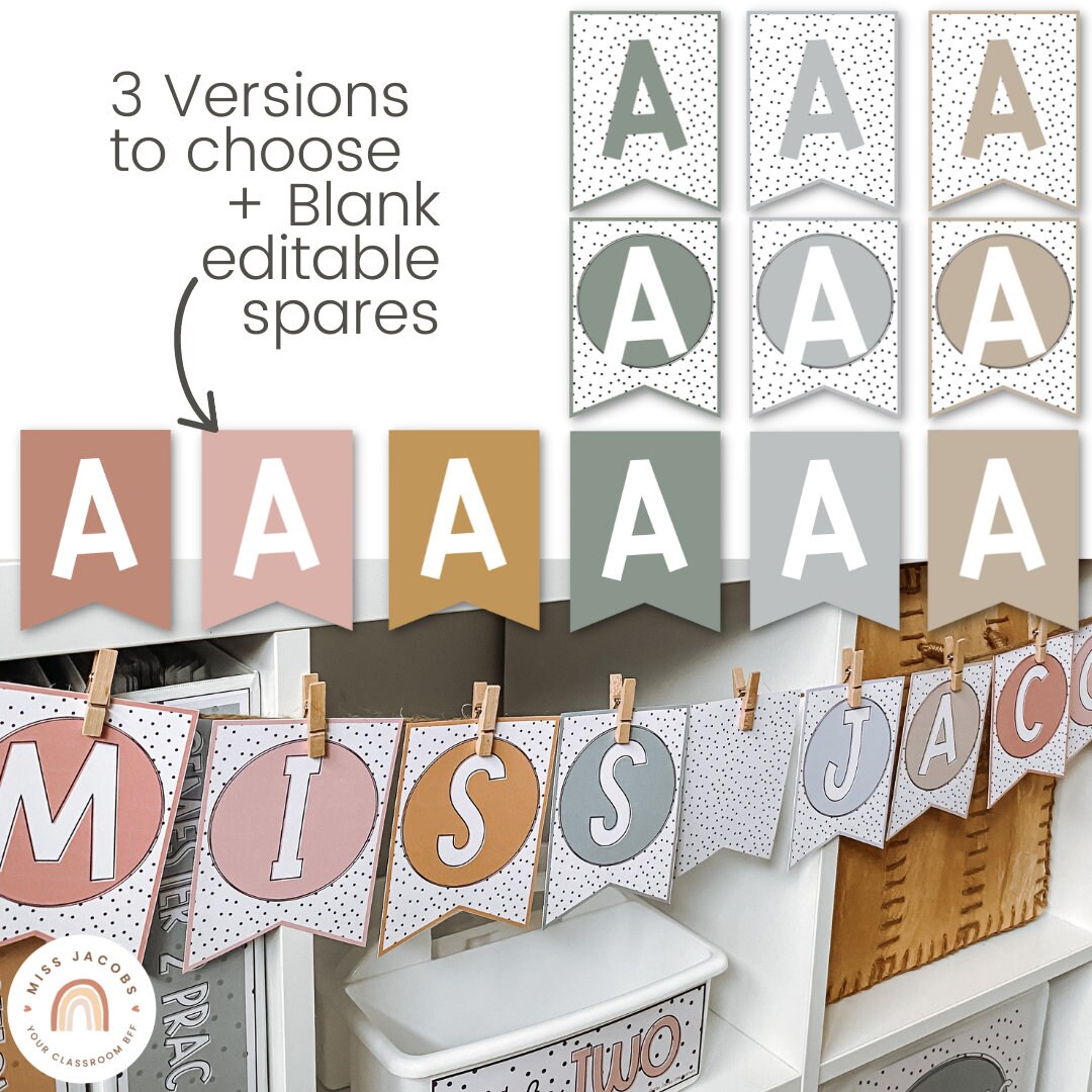 Bulletin Board Bunting SPOTTY BOHO Editable - Etsy UK