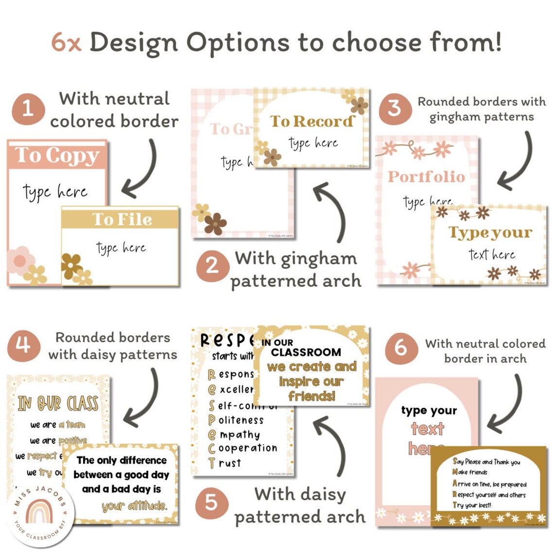 Editable Classroom Posters | Daisy Gingham Neutrals Classroom Decor - Etsy