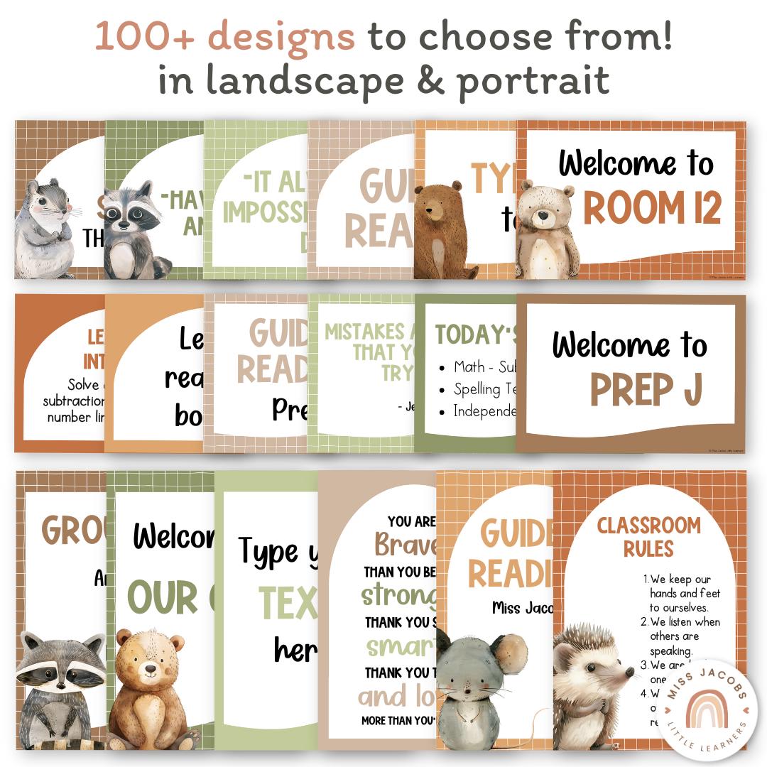 Woodland Editable Classroom Posters, Neutral Nature Theme Teacher ...
