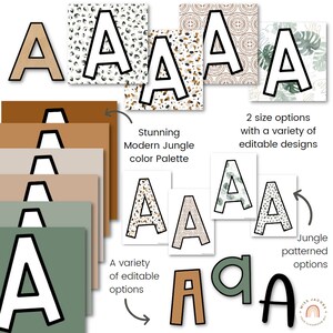 Bulletin Board Lettering Pack | EDITABLE | Modern Jungle Classroom ...