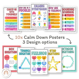 Bright Calm Down Corner Posters, Breathing Exercises Calm Down Kit, SEL ...