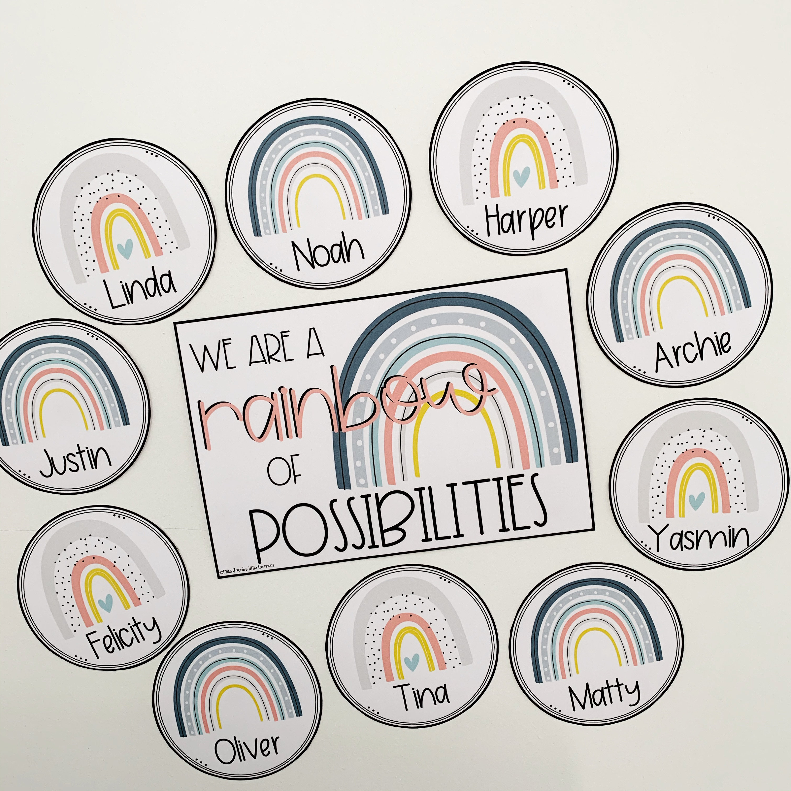 MODERN RAINBOW Classroom Decor Bundle Editable Calm Colors | Etsy