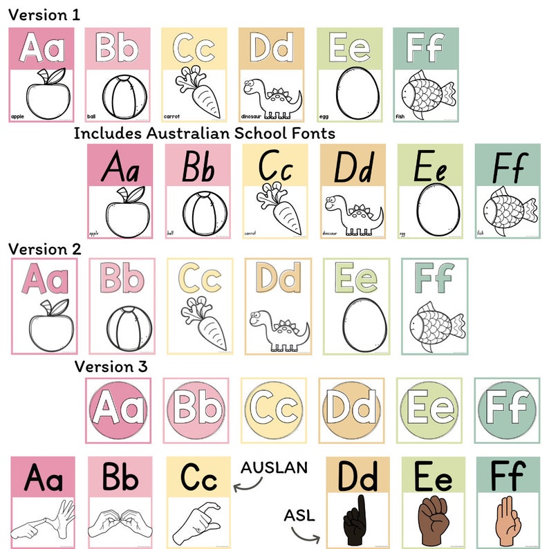 Alphabet Posters | PASTELS | Muted Rainbow Decor | EDITABLE - Etsy