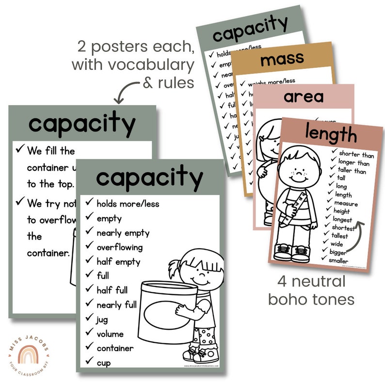 NEUTRAL Math Posters Bundle Boho Color Palette Neutral - Etsy