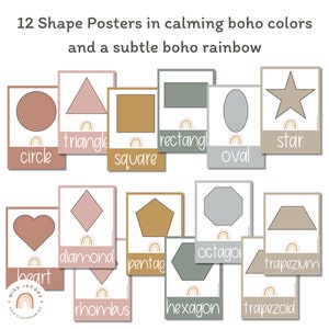 Shape Posters Modern Boho Rainbow Calm Classroom Decor Editable - Etsy