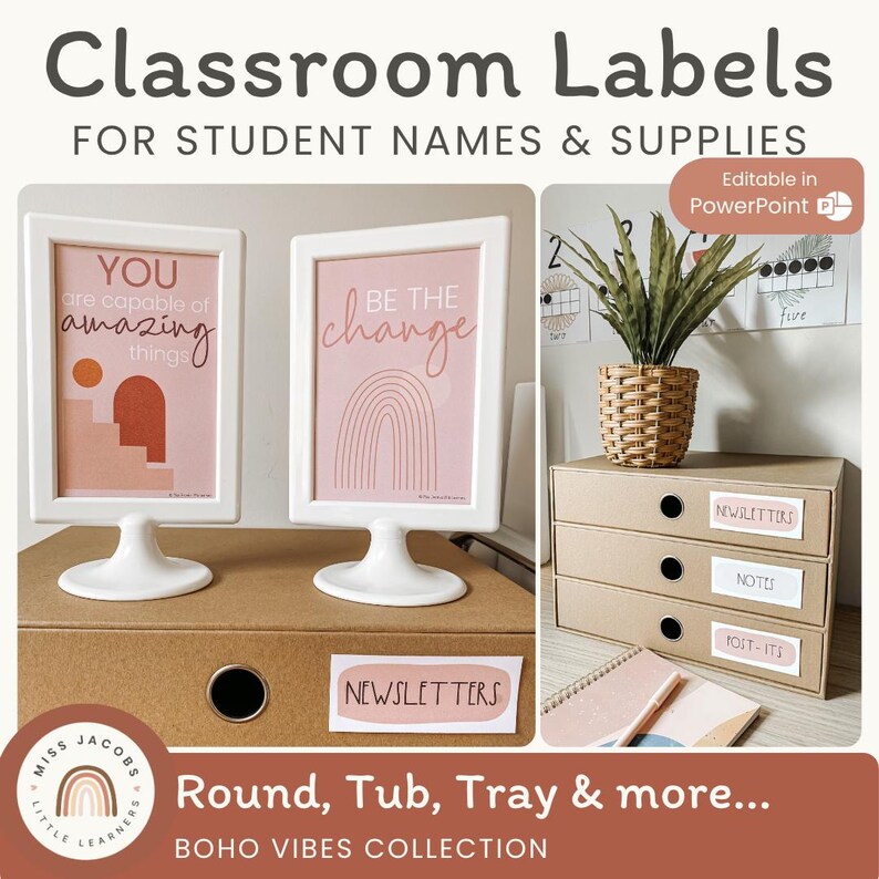 BOHO VIBES Classroom Labels Bundle | Editable | Desert Neutral ...
